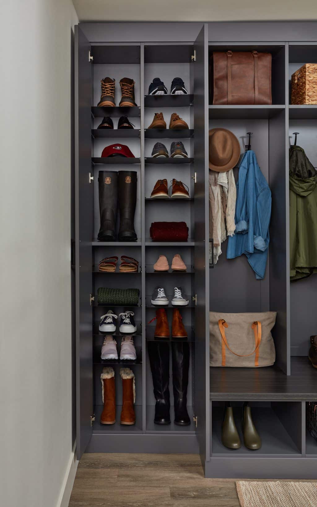 Custom Entryway: Blue Stone and Ore | Inspired Closets Miami